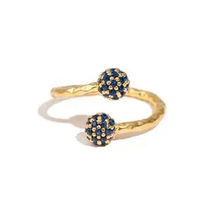 EBRU JEWELRY Sapphire Gold Adjustable Ring - Gold/blue