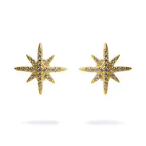EBRU JEWELRY Guidance North Star & Diamond Stud Earrings - Gold