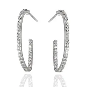 KAIZARIN Diamond Hoop Earrings In Eighteen Carat White Gold - Silver/blue/gold
