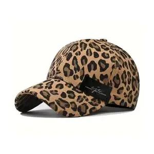 CHANEL JOAN ELKAYAM Leopard Print Denim Cap - Blue/brown