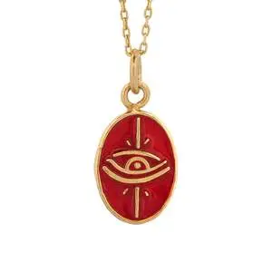 EBRU JEWELRY Red Enamel Evil Eye Pendant Necklace - Gold/red