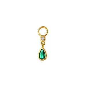 OUTOFOFFICE Green Teardrop Charm Huggie - Gold