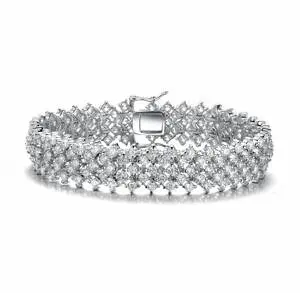GENEVIVE Sterling Silver Cubic Zirconia Bracelet - White