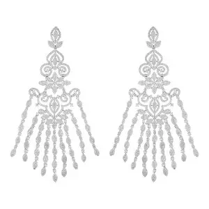 MERAKI BY RASHMI BAJAJ Celeste De Boucles Cubic Zirconia Chandelier Earrings - White