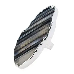 YAA YAA LONDON Yaa Yaa London Sterling Silver And Agate Statement Ring Silver/black/grey