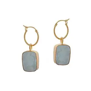 GODDESS CHARMS Gold Aquamarine Crystal Earrings - Gold/blue