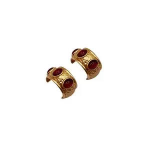 LES REINES Ruby Crown Hoop Earrings - Red