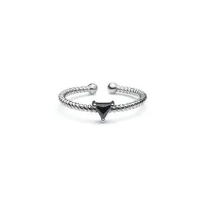 SHABELLA NYC Triangle Adjustable Ring - Black/silver