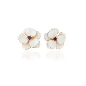 MILOU JEWELRY Viola Flower Stud Earrings - White