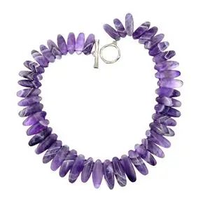 AMY DELSON JEWELRY Amethyst Choker Necklace - Purple/silver