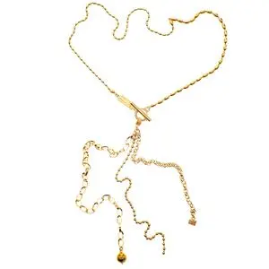 GEM KINGDOM Fringed Plated Brass Necklace - Gold
