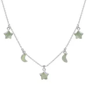 LUNA CHARLES Adela Aventurine Star & Moon Charm Necklace - Silver