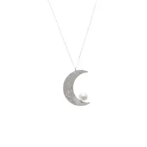 SILVER MOON Sterling Necklace With Pearl Pendant - Silver