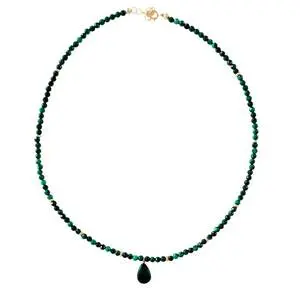 HERSELF COLLECTIONS 14k Gold Malachite Beaded Necklace With Pendant - Green