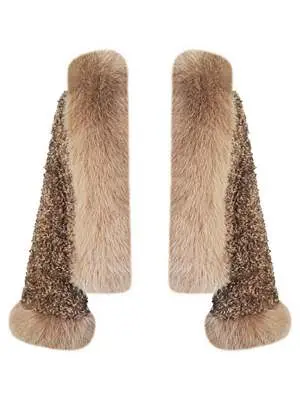 MISS CIRCLE NEW YORK Faux Shearling Fur Trimmed Coat - Brown