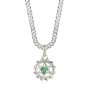 CHARLOTTE'S WEB JEWELLERY Heart Chakra Silver Necklace With Emerald - Silver/green