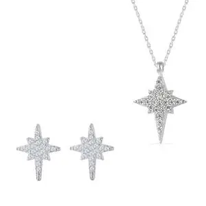 SPERO LONDON Northern Star Sterling Necklace And Earring Set - Silver