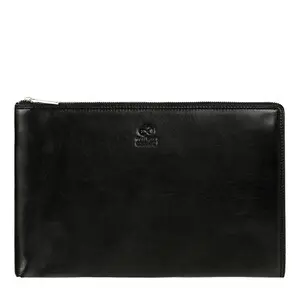 TIME RESISTANCE Leather Clutch Purse - Black