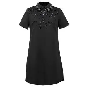 SMART AND JOY Beaded Shirt Dress - Black