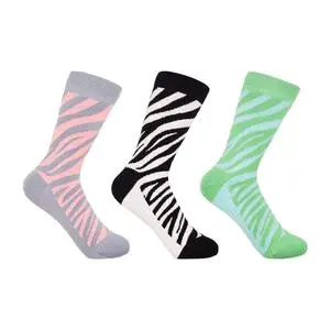 PEPER HAROW - MADE IN ENGLAND Zebra Patterned Crew Socks Bundle - Green