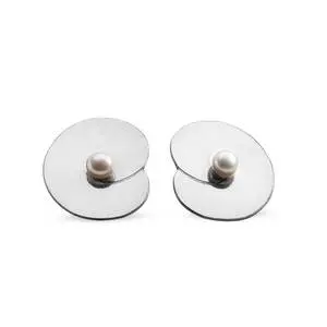 SILVER MOON Pearl Water Lily Sterling Silver Earrings - Silver/white