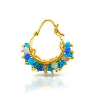 GEM BAZAAR JEWELLERY Bejeweled Hoop Earrings - Blue