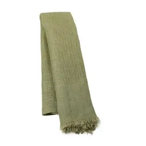 HERITAGEMODA Neutrals / Handmade Light Khaki Linen Scarf - Green