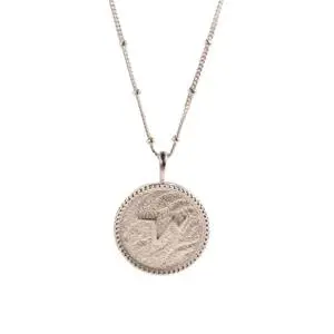 CLAIRE HILL DESIGNS Thrive Shorthand Coin Necklace - Silver