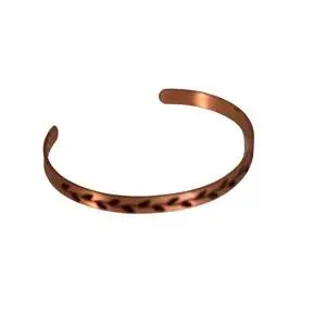 ANATOLIACRAFT Engraved Leaf Pattern Copper Cuff Bracelet - Brown