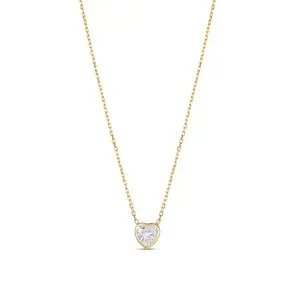 SHYMI Mini Bezel Solitaire Heart Necklace - Gold