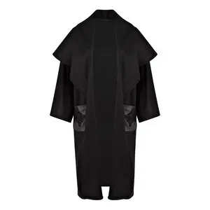 BOUTIQUE KAOTIQUE Wool Blanket Coat With Embroidered Pockets - Black