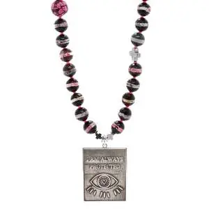 EBRU JEWELRY Sterling Beaded Necklace With Evil Eye Pendant - Silver