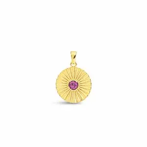 LUTIRO Medallion Cz Pendant - Pink