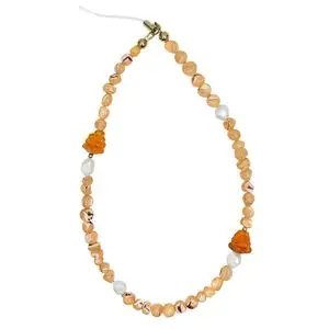 FARRA Shell With Raspberry And Pearls Phone Strap