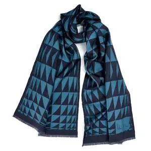 RICHARD ALLAN LONDON Navy Prism Long Silk Scarf - Blue