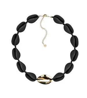 ADRIANA PAPPAS DESIGNS Metal Shell Accent Choker - Black