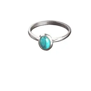 THE JEWELLERY STORE LONDON Oval Turquoise Ring In Sterling Silver - Blue/silver