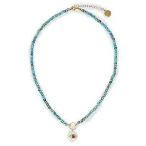 VINTOUCH ITALY Vintouch Italy Evil Eye Necklace With Turquoise And Pearl