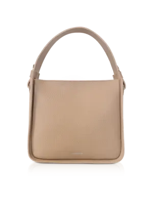 LE PARMENTIER Duplo Medium Hammered Leather Top Handle Bag - Black