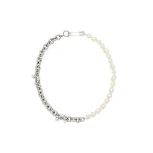 POTOSKA Silver Link And White Pearl Choker Necklace - Silver/white