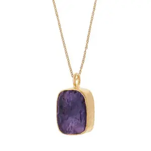 GODDESS CHARMS Elemental Crystal Necklace Amethyst Air Zodiac Signs Vermeil - Gold