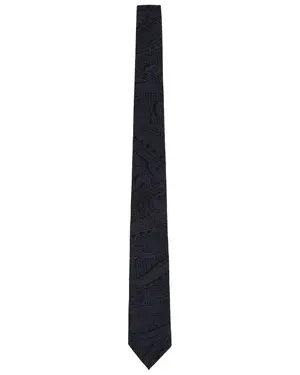 LORDS OF HARLECH Talia Crochet Paisley Caviar Printed Tie - Black