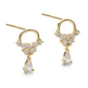 ELK & BLOOM Flower Wreath Zirconia Stud Earrings - Gold