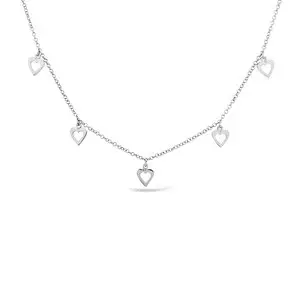 LUTIRO Five Dangling Open Hearts Necklace - Silver