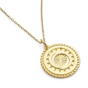 ELK & BLOOM Sunburst Interlocking Circles Medallion Necklace - Gold