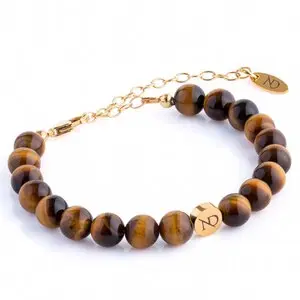 N'DAMUS LONDON Adjustable Tigers Eye Gemstone Bracelet - Brown