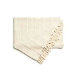 STUDIO VARIOUSLY Sea Shell Textured Checks Handloom Throw - White