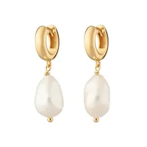 SCREAM PRETTY Baroque Pearl Huggie Hoop Earrings - Gold