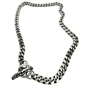 TG-JEWELLERY BY TAMARA GERVASIO Sterling Silver Celtic Dog Curb Chain Necklace - Black/silver
