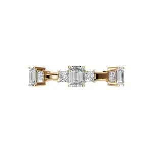 AYA FINE JEWELRY 1.00 Ct Emerald Cut & Princess Cut Diamond Band Ring - Yellow